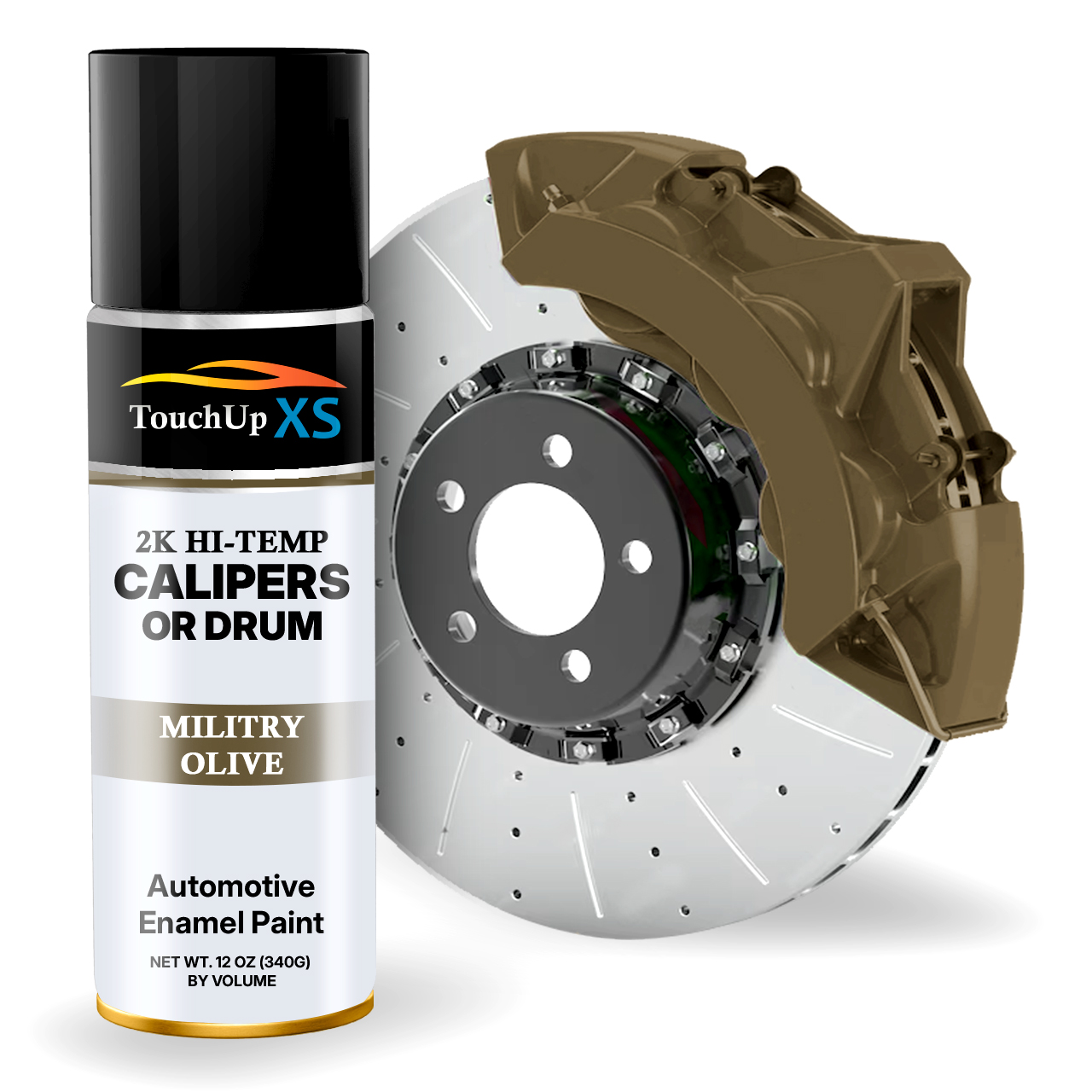 TouchupXS-High Temp Brake Calipers/Drums Enamel Coat 2K Military Olive ...