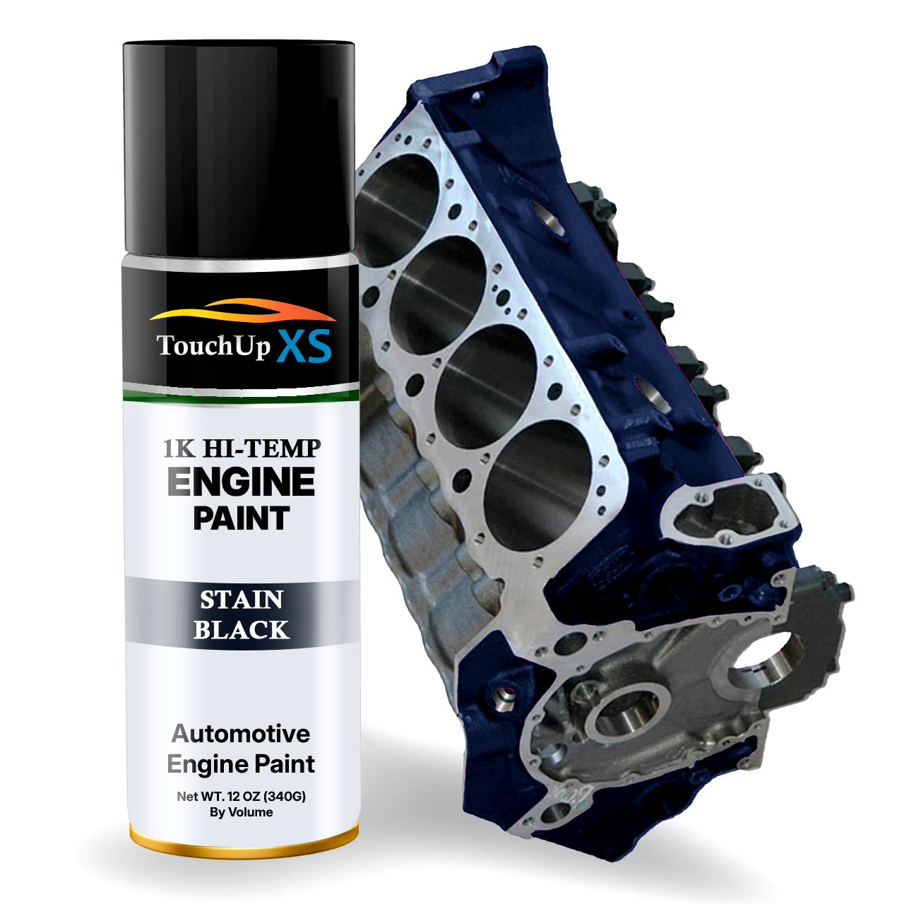 TouchupXS-Engine Paint 1K Satin Black -Aerosol - TouchupXs